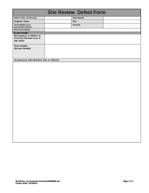 Site ReviewDefect Doc Template | pdfFiller