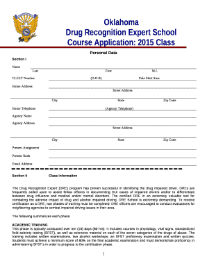 Drug Recognition Expert School Doc Template | pdfFiller