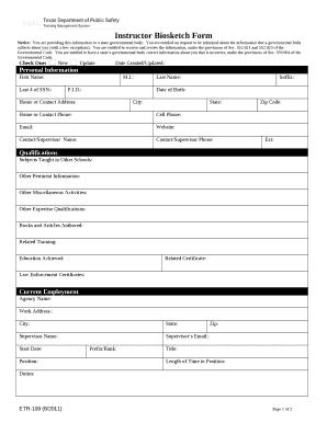 Instructor Biosketch Doc Template | pdfFiller