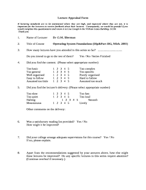 Lecture Appraisal Doc Template | pdfFiller