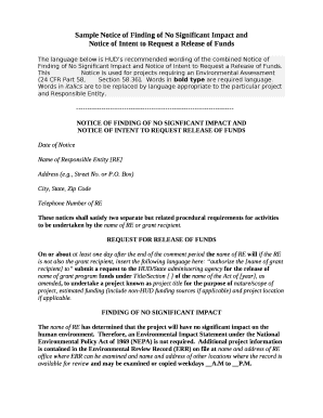 Sample Notice of Finding of No Significant Impact and Doc Template ...