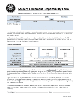 Fillable Online Student Equipment Responsibility Form Fax Email Print ...