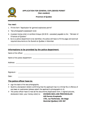 Fill the Application for general explosives permit Doc Template | pdfFiller
