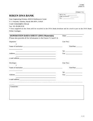 RIKEN DNA BANK Doc Template | pdfFiller