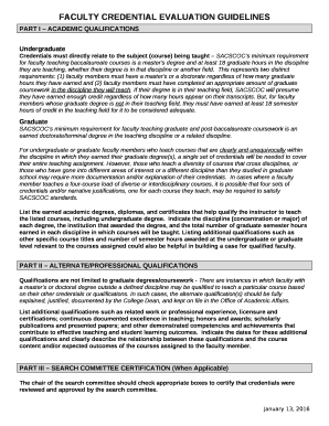 FACULTY CREDENTIAL EVALUATION GUIDELINES Doc Template | pdfFiller