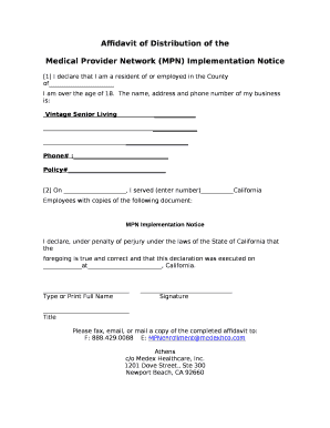 Affidavit of Distribution of the Doc Template | pdfFiller