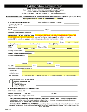J-1 Visiting Scholar Application Doc Template | pdfFiller