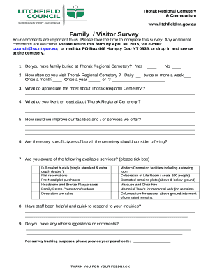Family/ Visitor Survey Doc Template | pdfFiller