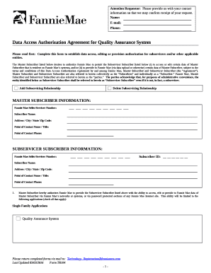 Data Access Authorization Agreement for Quality Assurance System Doc ...