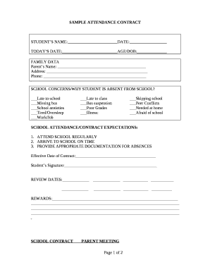 SAMPLE ATTENDANCE CONTRACT Doc Template | pdfFiller
