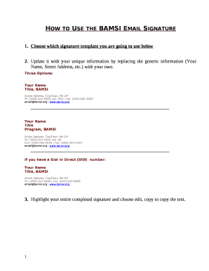 How to Use the BAMSI Email Signature Doc Template | pdfFiller