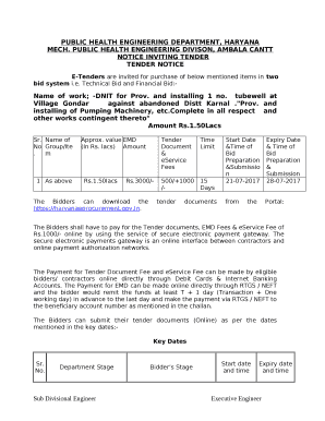 PHED Government of Haryana eProcurement Works Tender ...