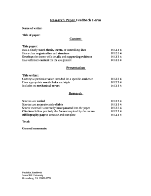 Research Paper Feedback Doc Template | pdfFiller