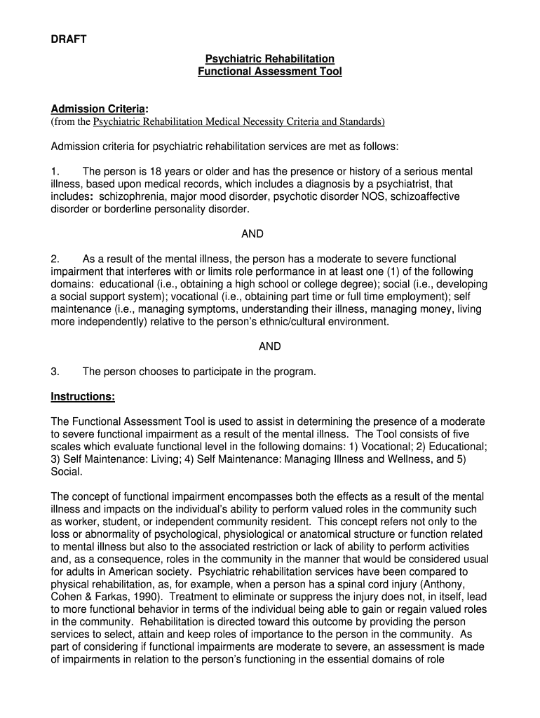 Fillable Online Functional Assessment Tool Fax Email Print - pdfFiller