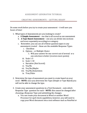Fillable Online CREATING ASSESSMENTS GETTING READY Fax Email Print ...