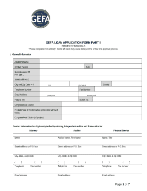 GEFA LOAN APPLICATION PART II Doc Template | pdfFiller