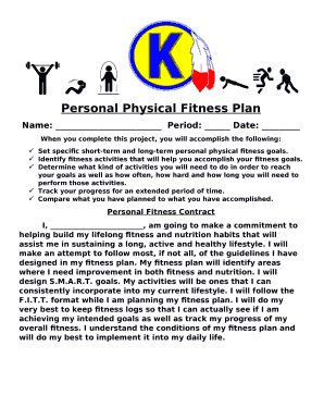Personal Physical Fitness Plan Doc Template | pdfFiller