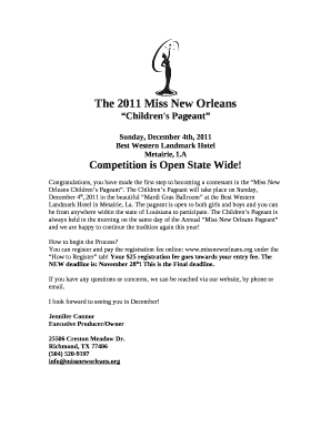 Children's Pageant Doc Template | pdfFiller