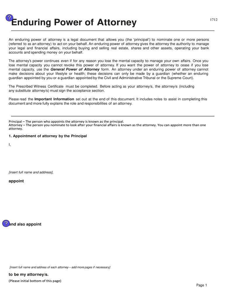 2017 Form AU NSW Enduring Power Of Attorney Fill Online Printable