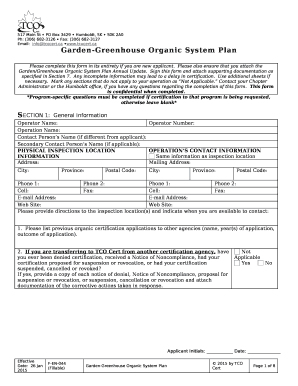 Garden-Greenhouse Organic System Plan Doc Template | pdfFiller