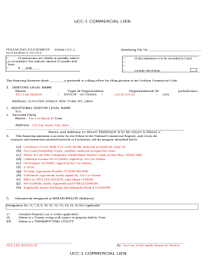 FINANCING STATEMENT UCC-1Identifying File No Doc Template | pdfFiller