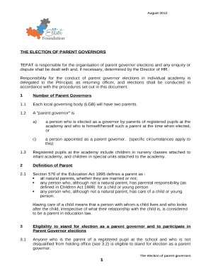 THE ELECTION OF PARENT GOVERNORS Doc Template | pdfFiller