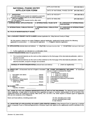 NATIONAL PHASE ENTRY APPLICATION Doc Template | pdfFiller