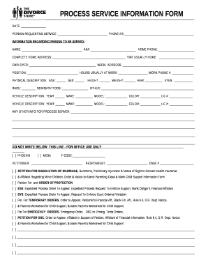 PROCESS SERVICE INATION Doc Template | pdfFiller