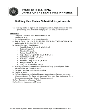 Building Plan Review Submittal Requirements Doc Template | pdfFiller