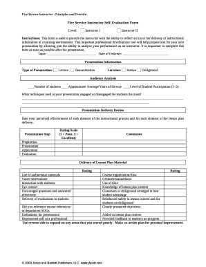 Fire Service Instructor Self-Evaluation Doc Template | pdfFiller