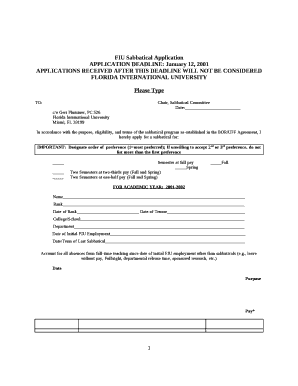 FIU Sabbatical Application - www2 fiu Doc Template | pdfFiller