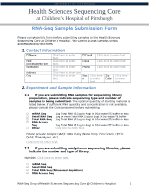 RNA-Seq Sample Submission Doc Template | pdfFiller