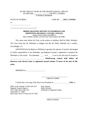 ORDER GRANTING MOTION TO WITHDRAW AND Doc Template | pdfFiller