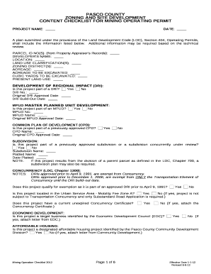 CONTENT CHECKLIST FOR MINING OPERATING PERMIT Doc Template | pdfFiller