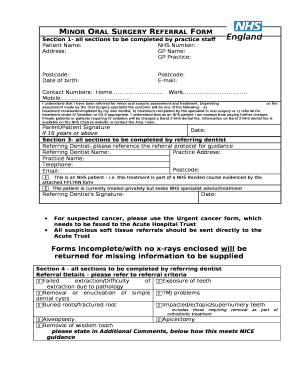 Minor Oral Surgery Referral Doc Template | pdfFiller