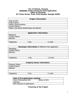 HOUSING Urban Enterprise Zone Application Doc Template | pdfFiller