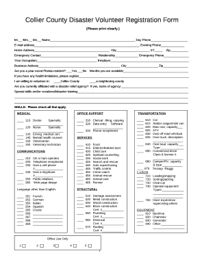 Collier County Disaster Volunteer Registration Doc Template | pdfFiller