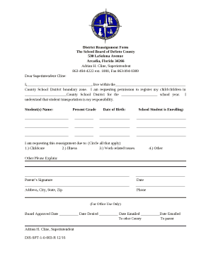 District Reassignment Doc Template | pdfFiller