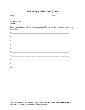 decision space worksheet Doc Template | pdfFiller