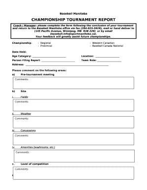 CHAMPIONSHIP TOURNAMENT REPORT Doc Template | pdfFiller