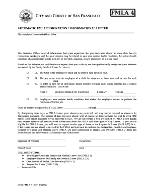 AUTOMATIC FMLA DESIGNATION / INATIONAL LETTER Doc Template | pdfFiller