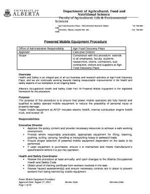 Powered Mobile Equipment Procedure Doc Template | pdfFiller