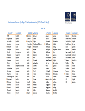 Fillable Online Parkinsons Disease Quality of Life Questionnaire (PDQ ...