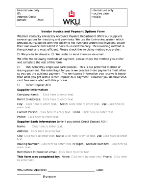 Vendor Invoice and Payment Options Doc Template | pdfFiller