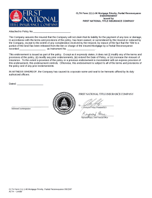 1-06 Mortgage Priority, Partial Reconveyance Doc Template | pdfFiller