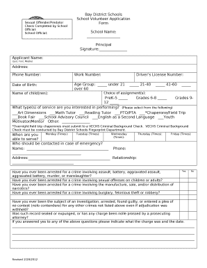 School Volunteer Application Doc Template | pdfFiller