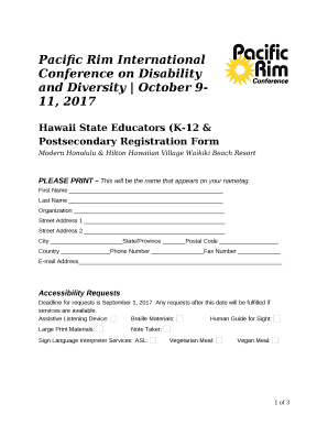 Hawaii State Educators (K-12 & Postsecondary Registration Doc Template ...