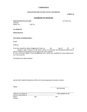 WITNESS SUMMONSED : Doc Template | pdfFiller