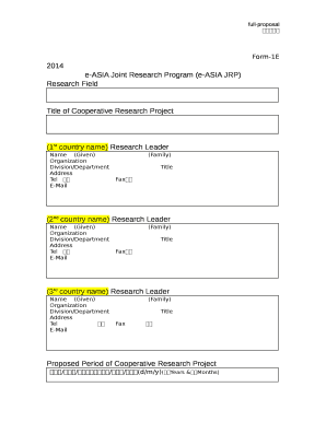 e-ASIA Joint Research Program (e-ASIA JRP) Doc Template | pdfFiller