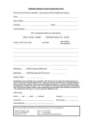 National Christmas Center Season Pass Doc Template | pdfFiller